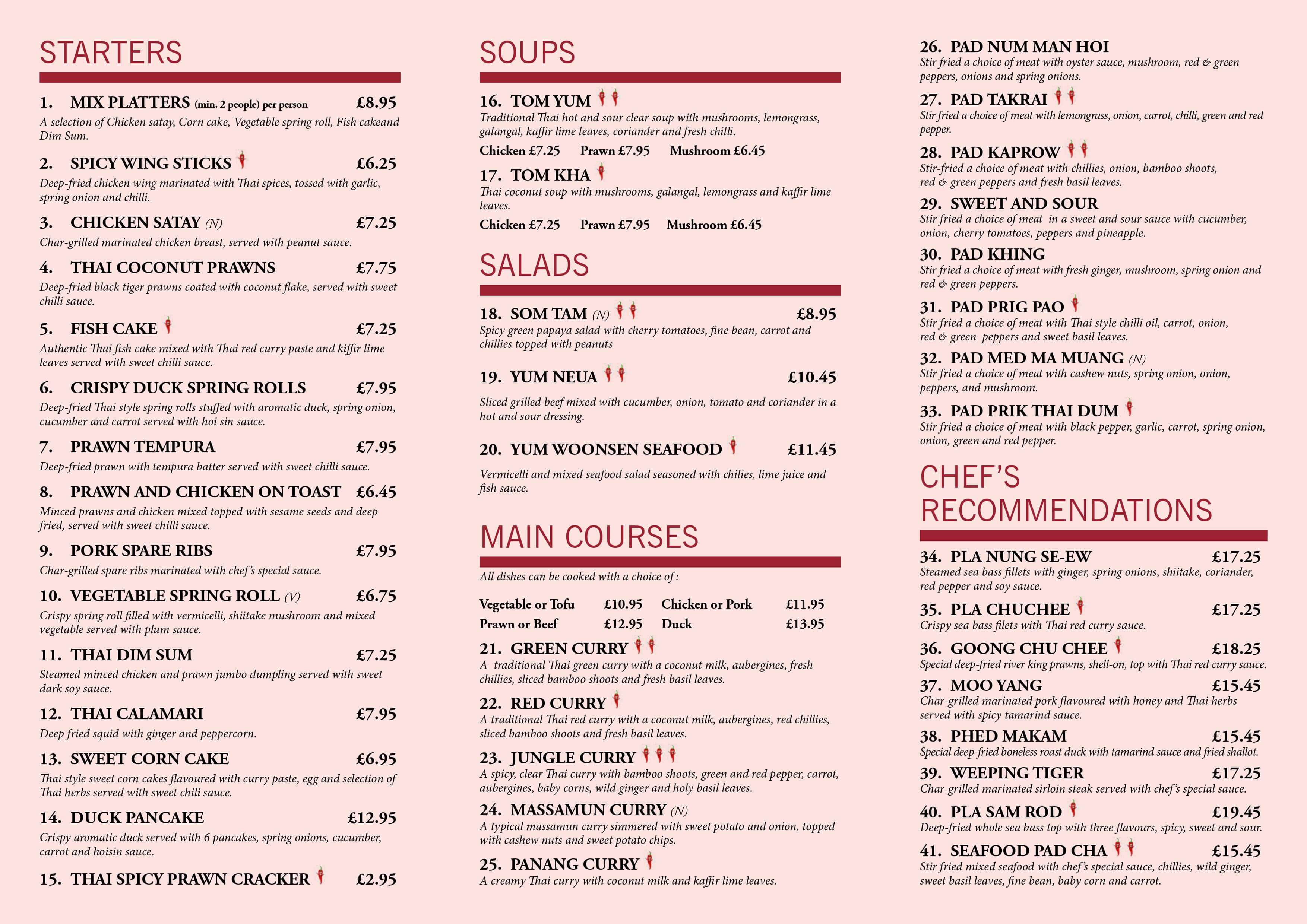 Restaurants | Ruislip | Kin Dee Thai Restaurant | Menu